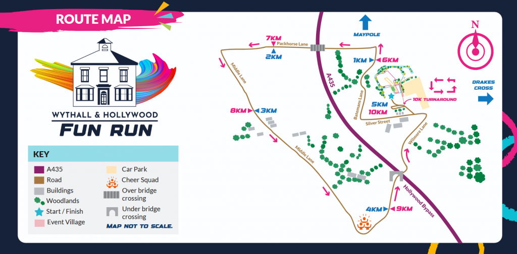 Route Map - Wythall & Hollywood Fun Run